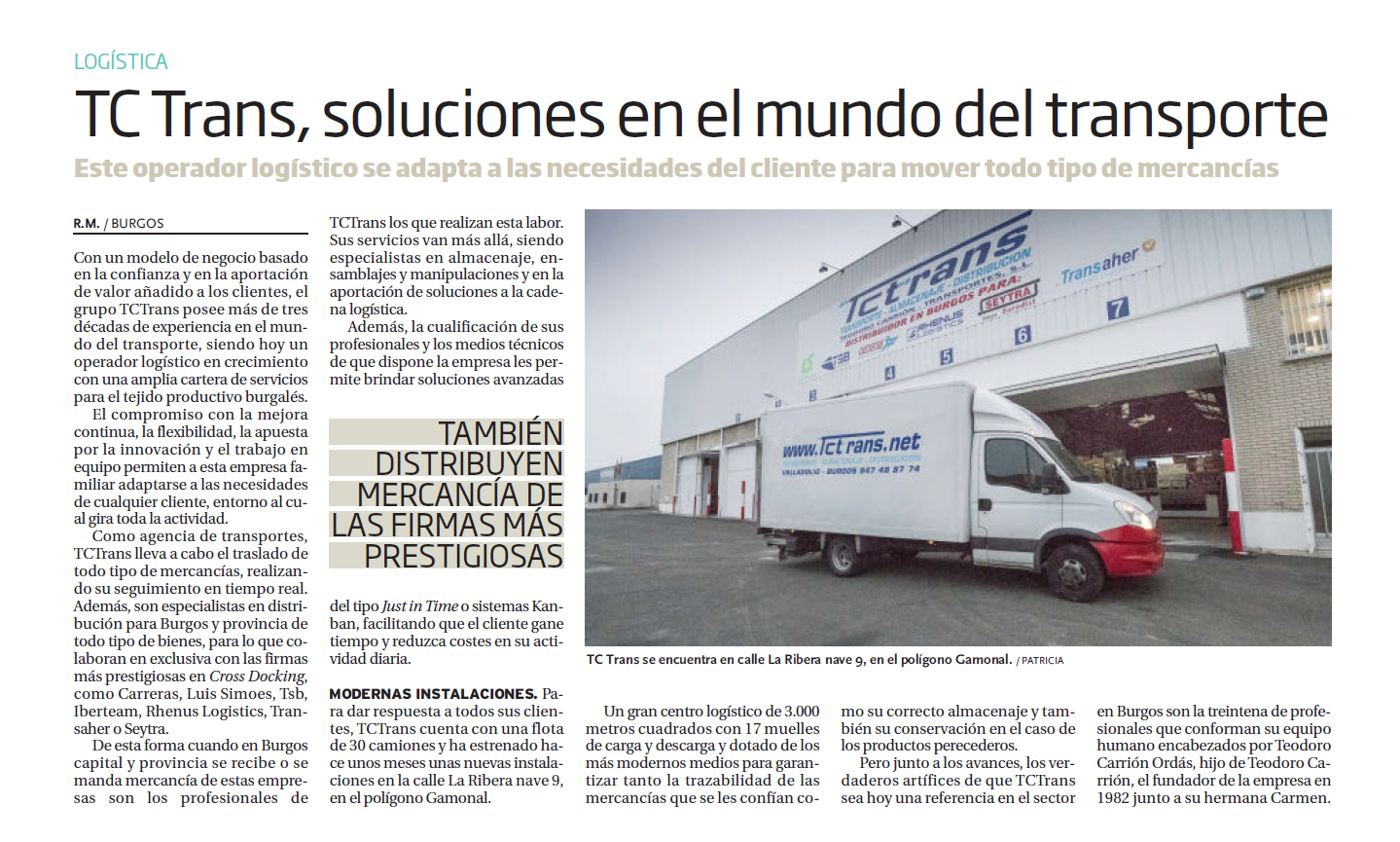 ARTÍCULO PUBLICADO EN PRENSA LOCAL EL 30-01-2018 | TCtrans SL